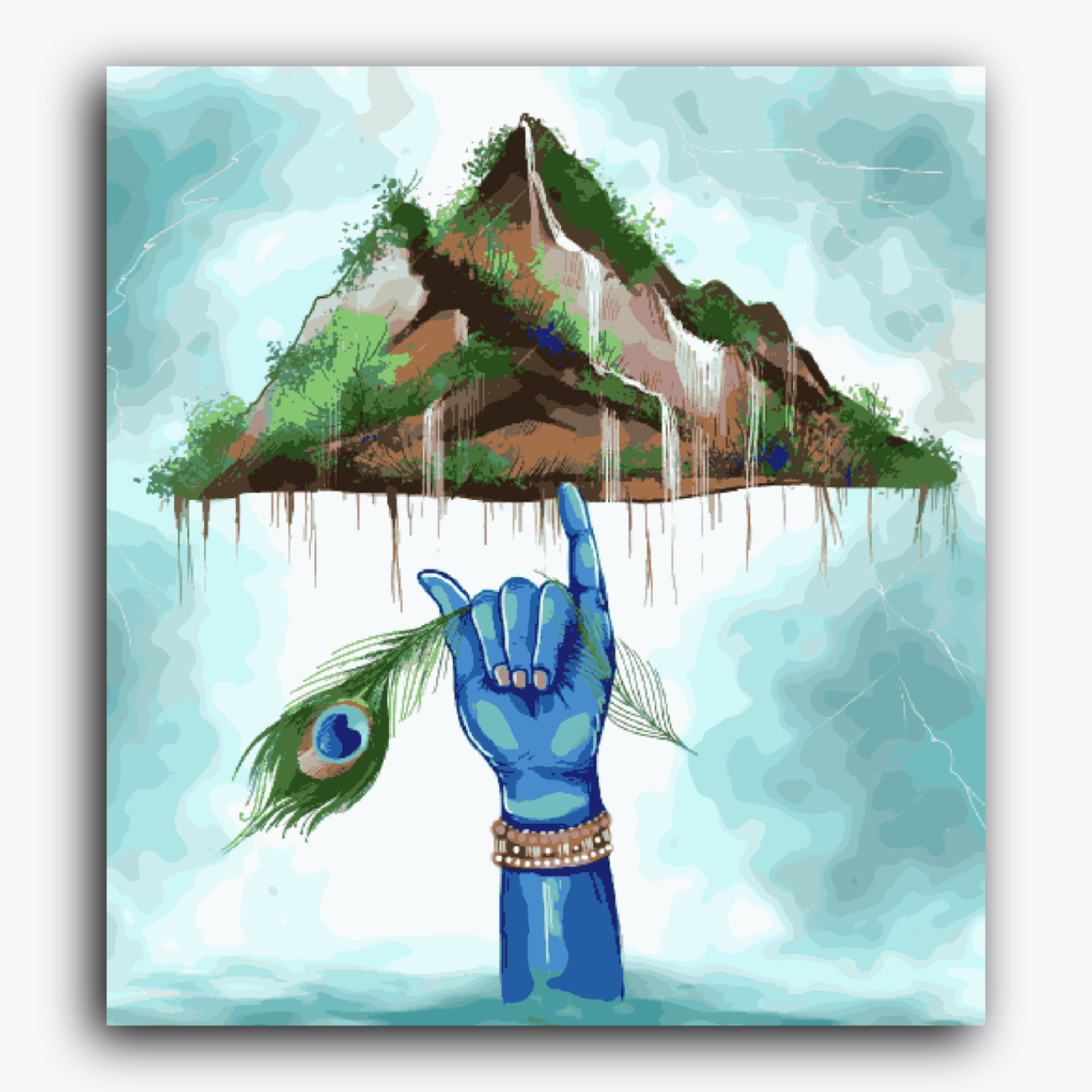 Krishna ji lifting Mountain – PaintWaint