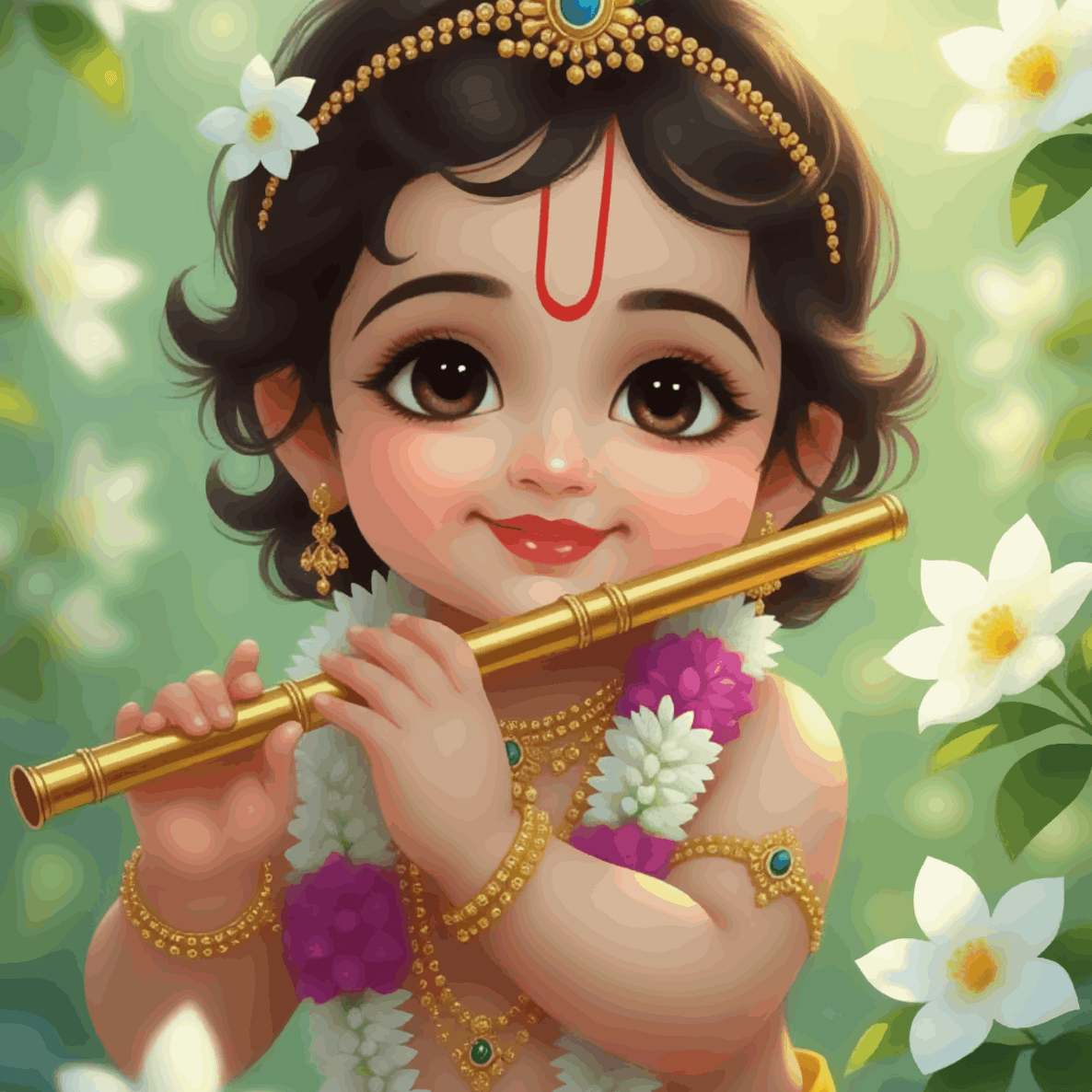 My Cute Little Kanha with Bansuri – PaintWaint