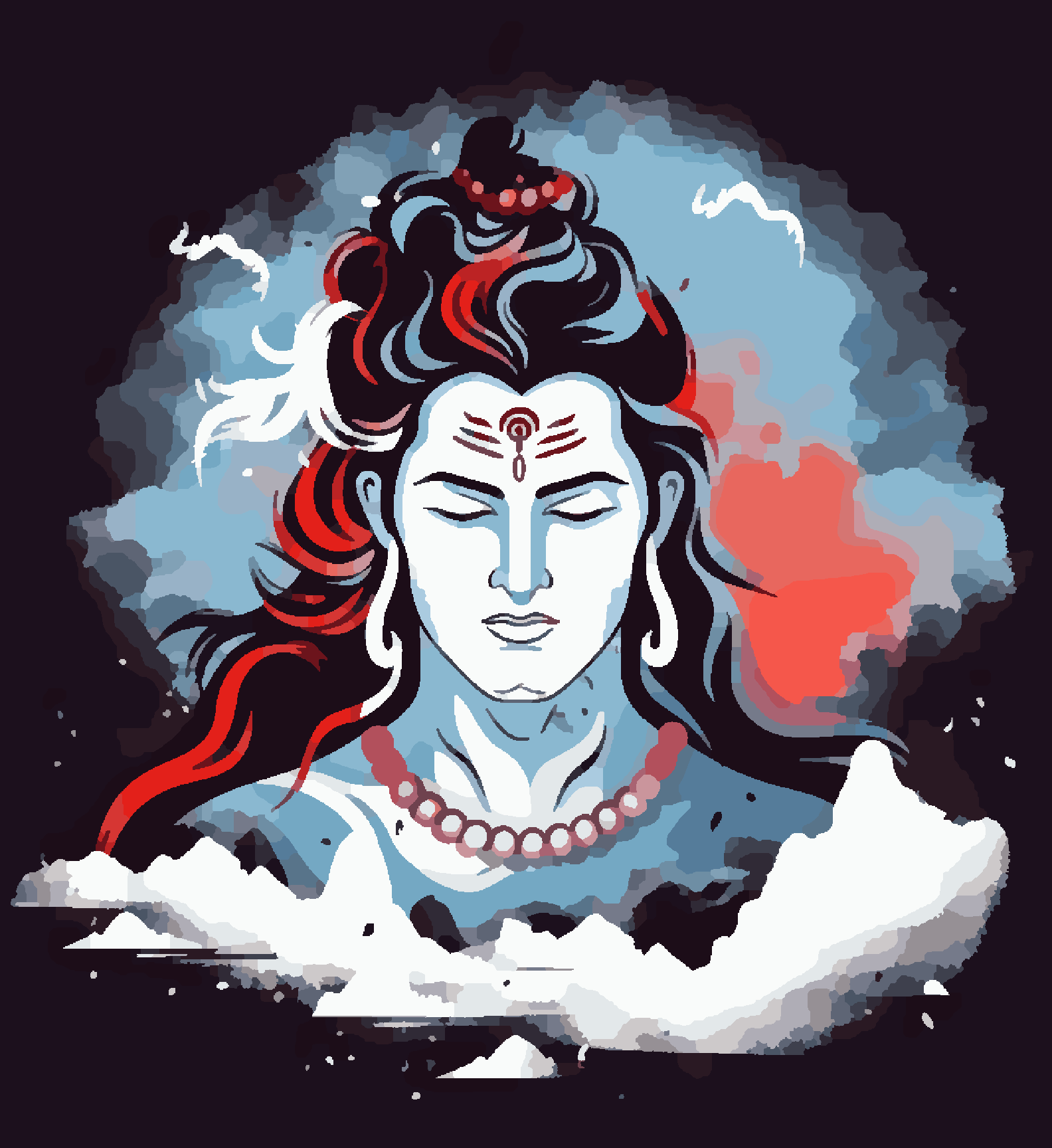 Lord Shiva Light Blue Red Effect – PaintWaint