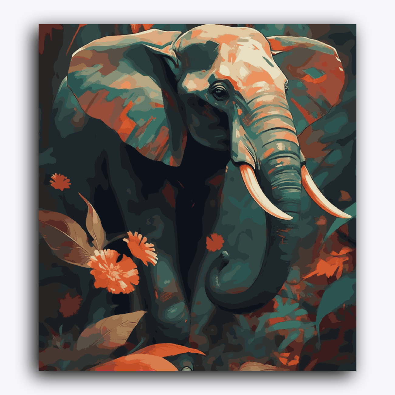 Elephant Orange Flowers – PaintWaint