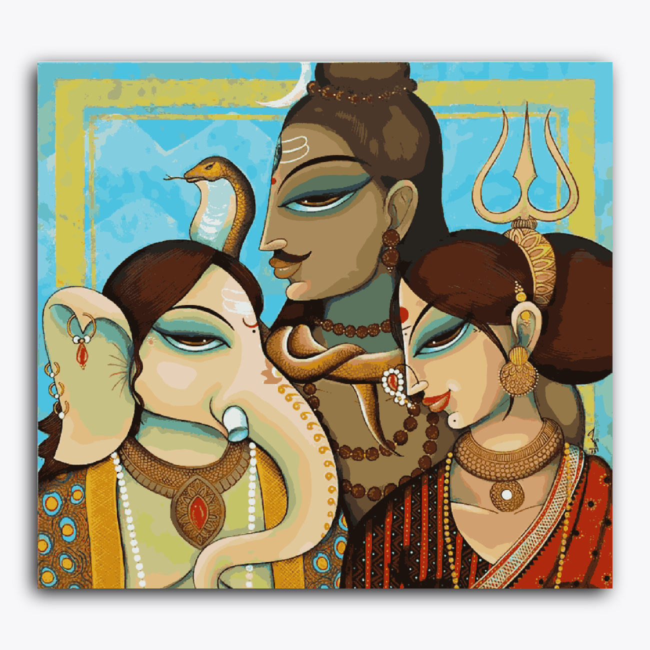 Ganesha Family Shiva Parvati Indian Art – PaintWaint