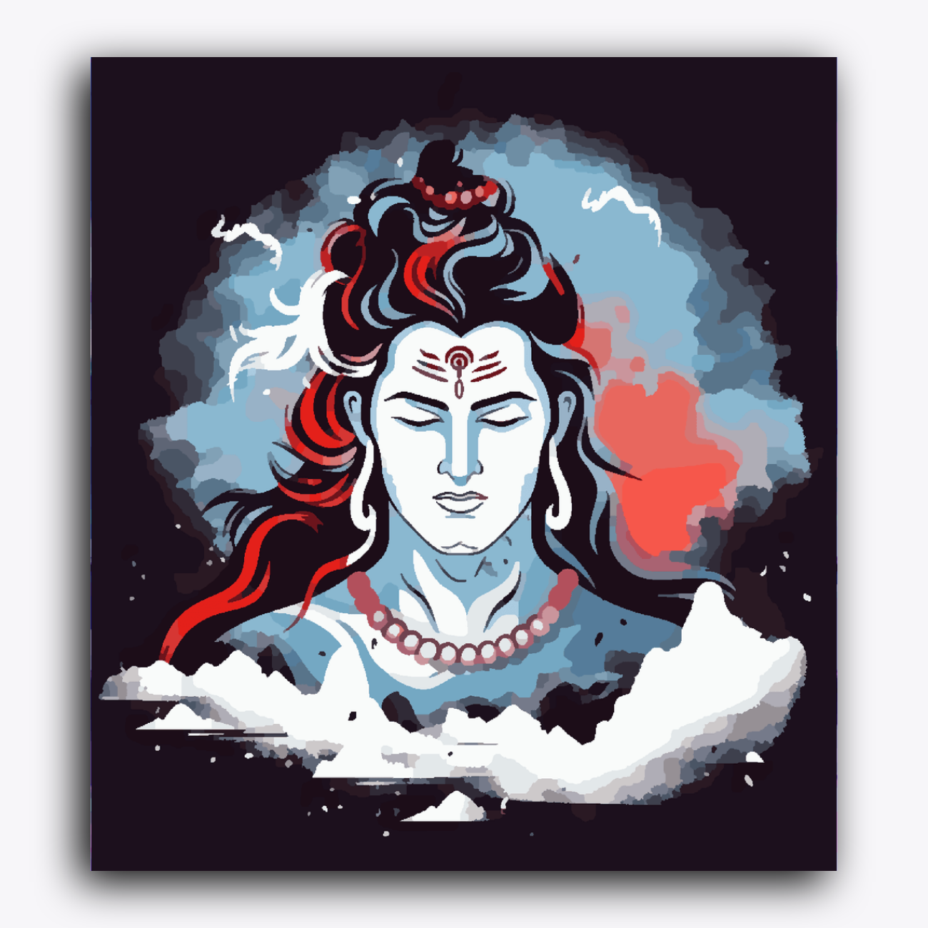 Lord Shiva Light Blue Red Effect – PaintWaint